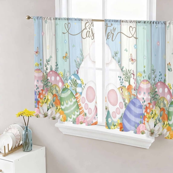 Easter Sheer Curtains 45 Inch Length 2 Panels Set Window Treatments ...