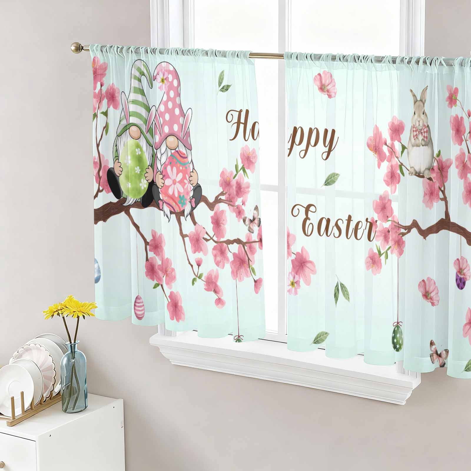 Easter Sheer Curtains 54 Inch Length 2 Panels Set Window Treatments ...