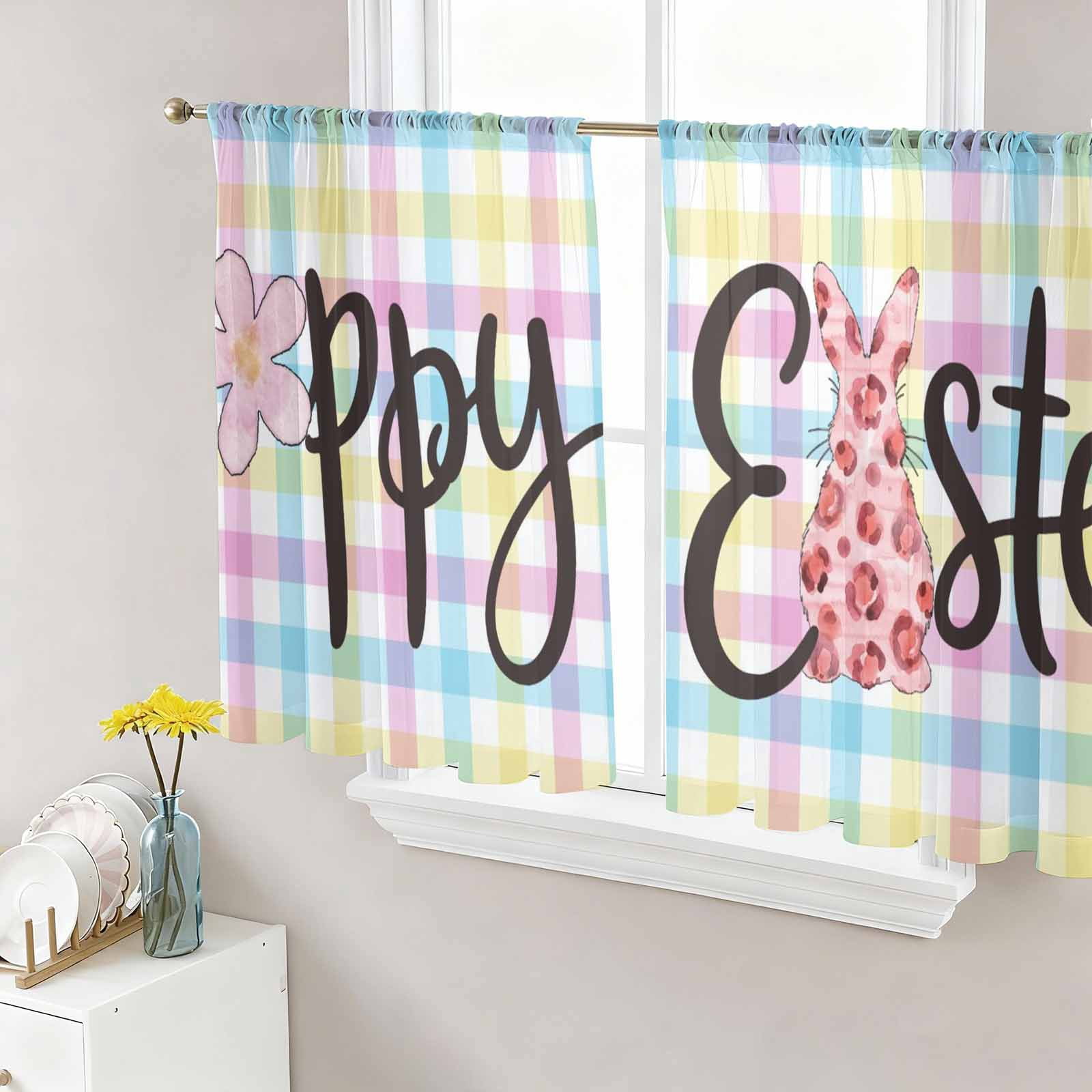 Easter Sheer Curtains 54 Inch Length 2 Panels Set Window Treatments ...