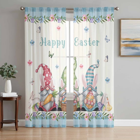 Easter Sheer Curtains 72 Inch Length 2 Panels Set Window Treatments ...