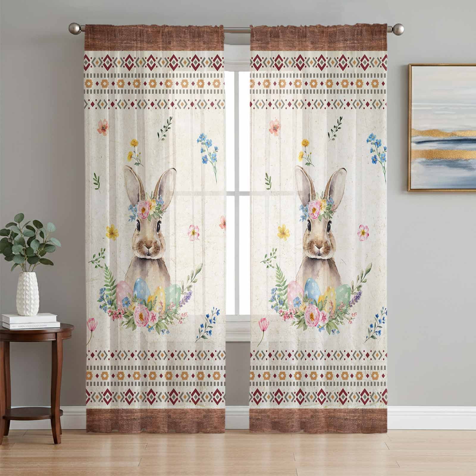 Easter Sheer Curtains 84 Inch Length 2 Panels Set Window Treatments ...