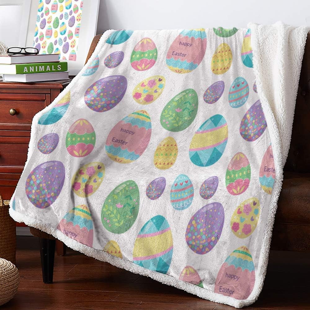 Easter Sherpa Fleece Throw Blanket Cozy Soft Warm Bed Blankets,Happy ...