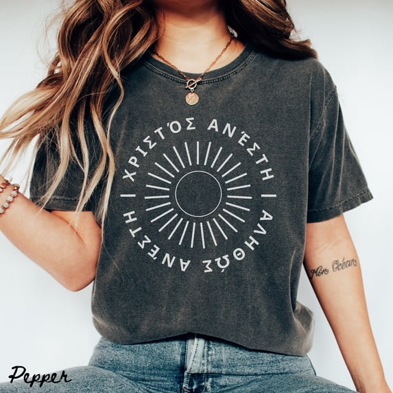 Easter Shirt Christ is Risen Indeed He is Risen in Greek TShirt ...