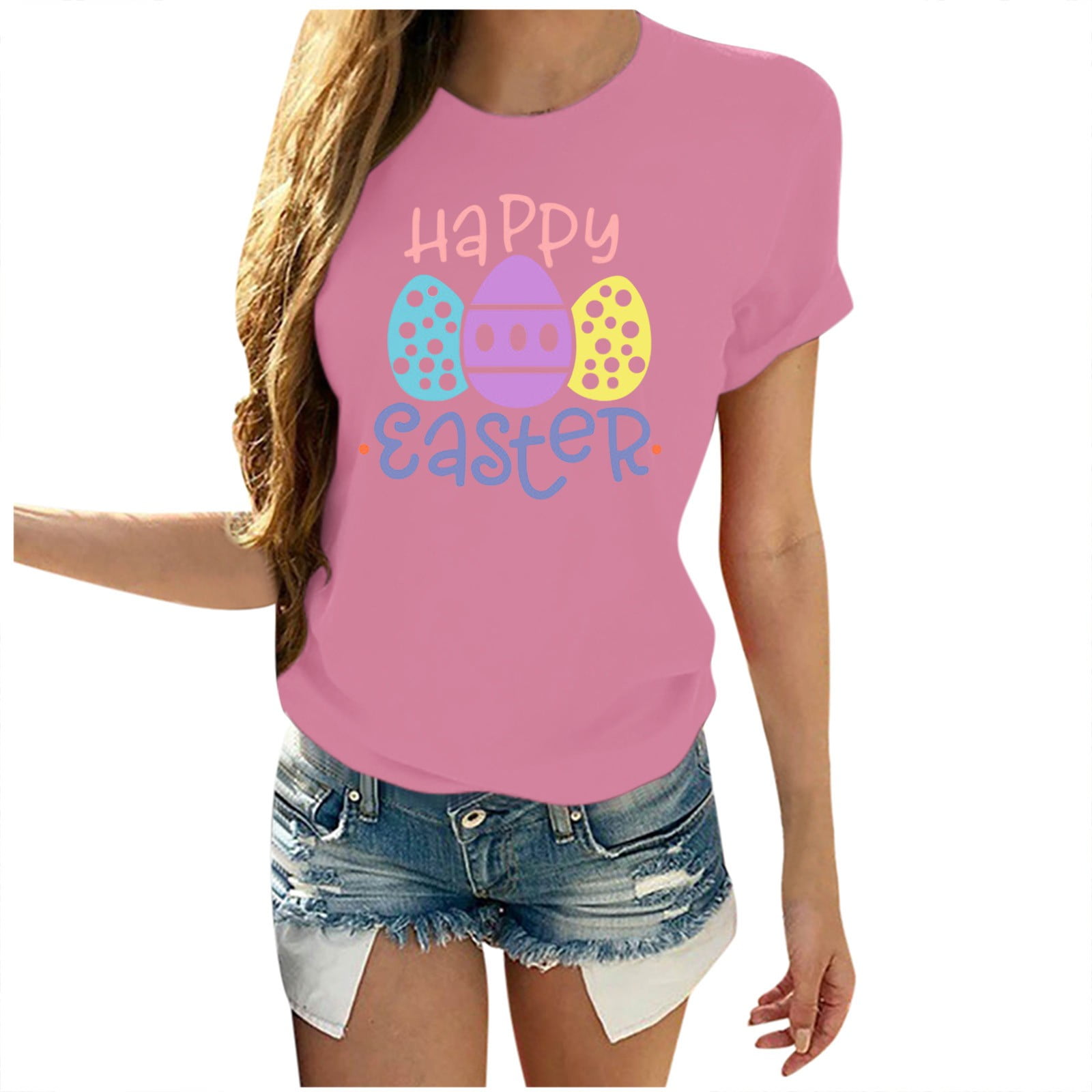 Easter Shirts for Women 2025 Easter Eggs Happy Easter Print Men And ...
