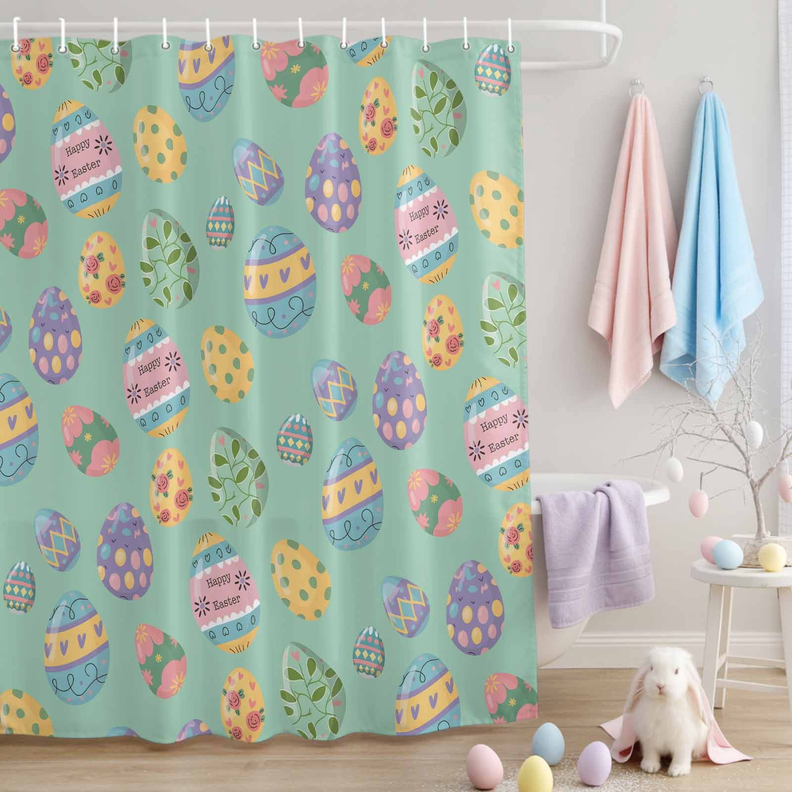 Easter Shower Curtain Colorful Eggs Shower Curtains for Bathroom Decor ...