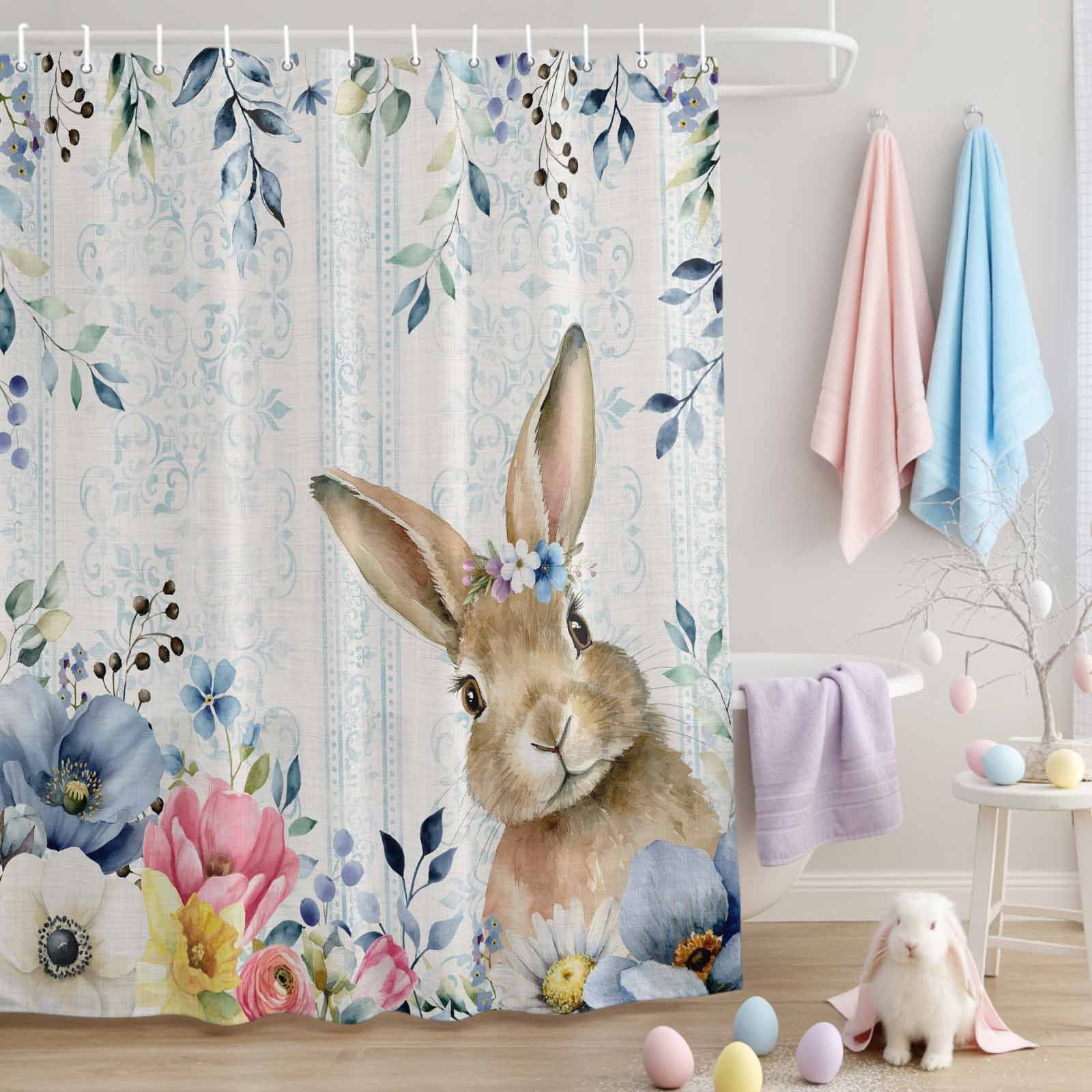 Easter Shower Curtain Easter Bunny Shower Curtains for Bathroom Decor ...