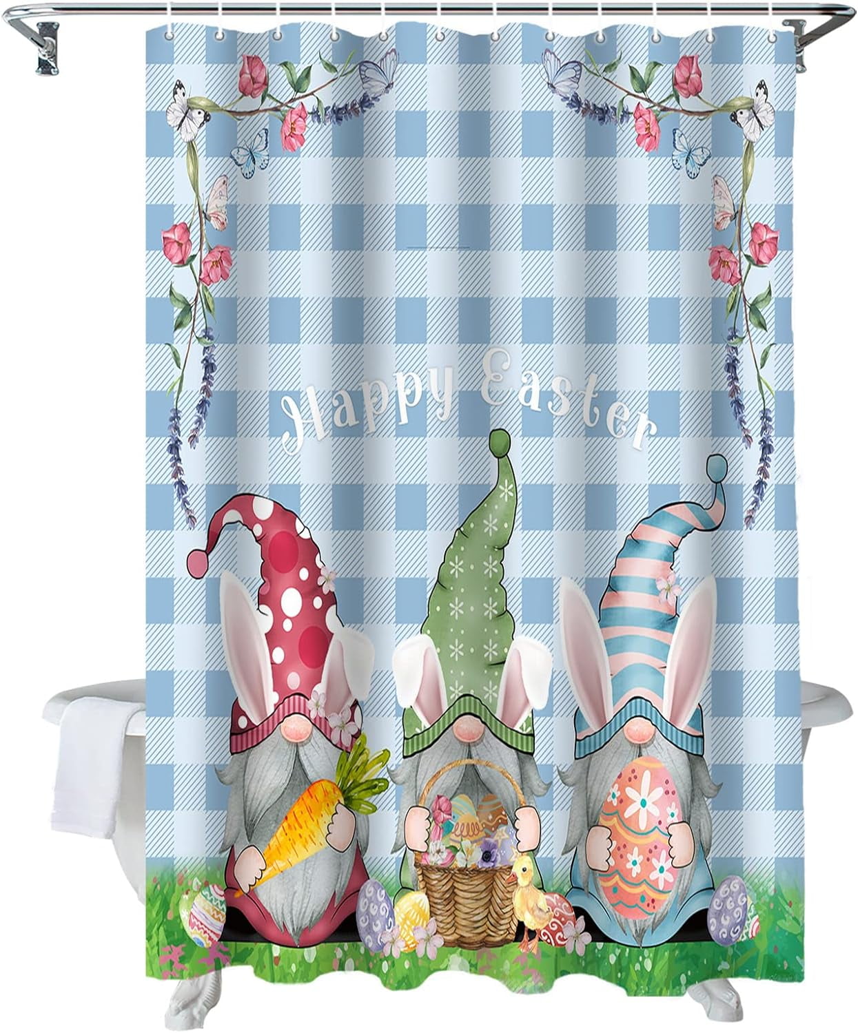 Easter Shower Curtain Easter Egg Gnome Shower Curtains for Bathroom ...