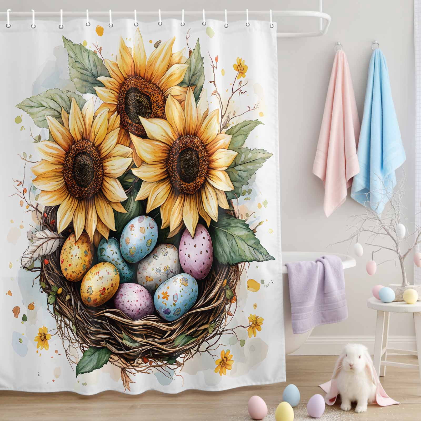 Easter Shower Curtain Easter Eggs Shower Curtains for Bathroom Decor ...