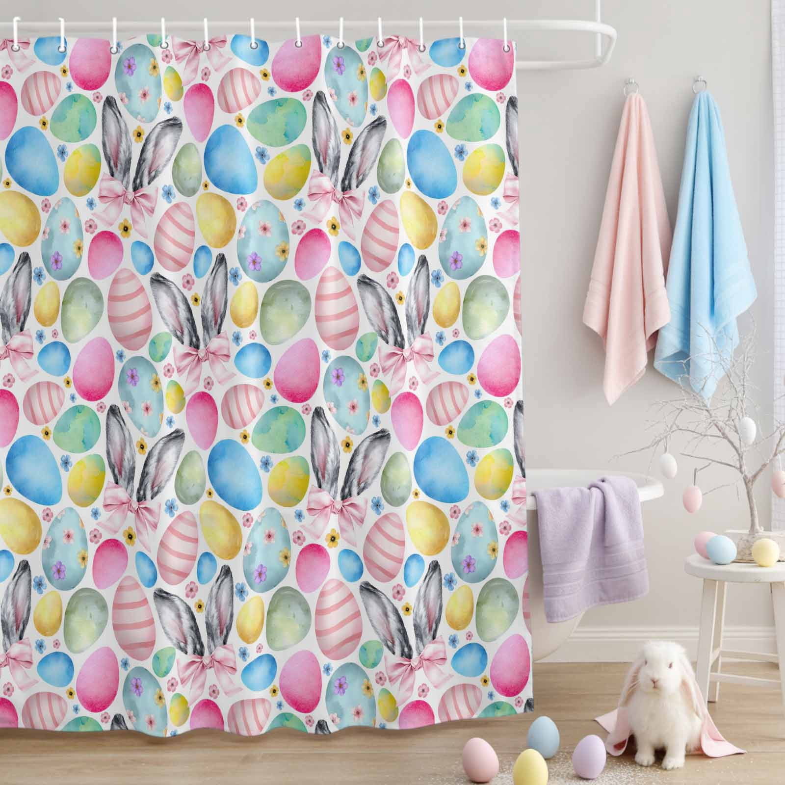 Easter Shower Curtain Easter Eggs Shower Curtains for Bathroom Decor ...