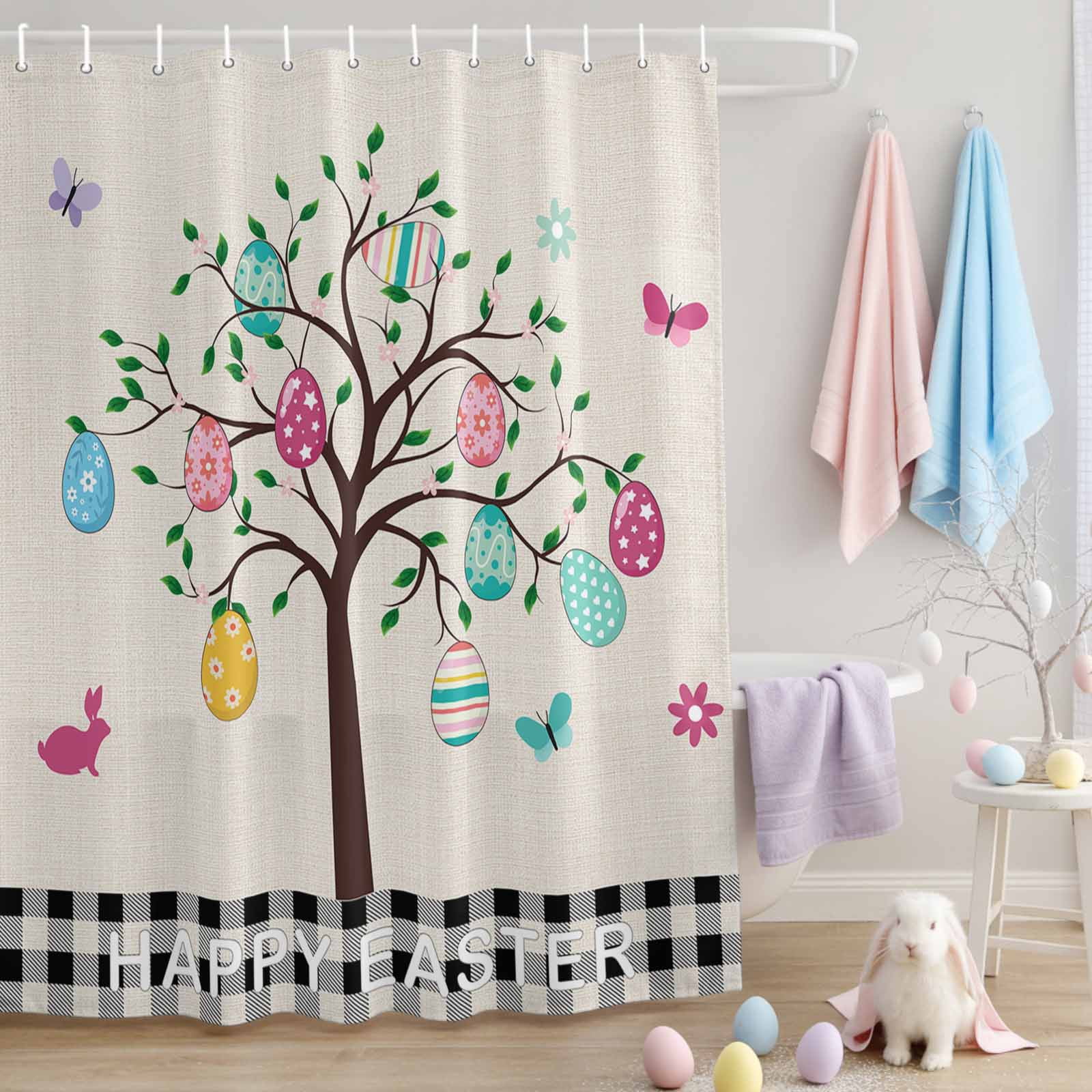 Easter Shower Curtain Easter Eggs Tree Shower Curtains for Bathroom ...