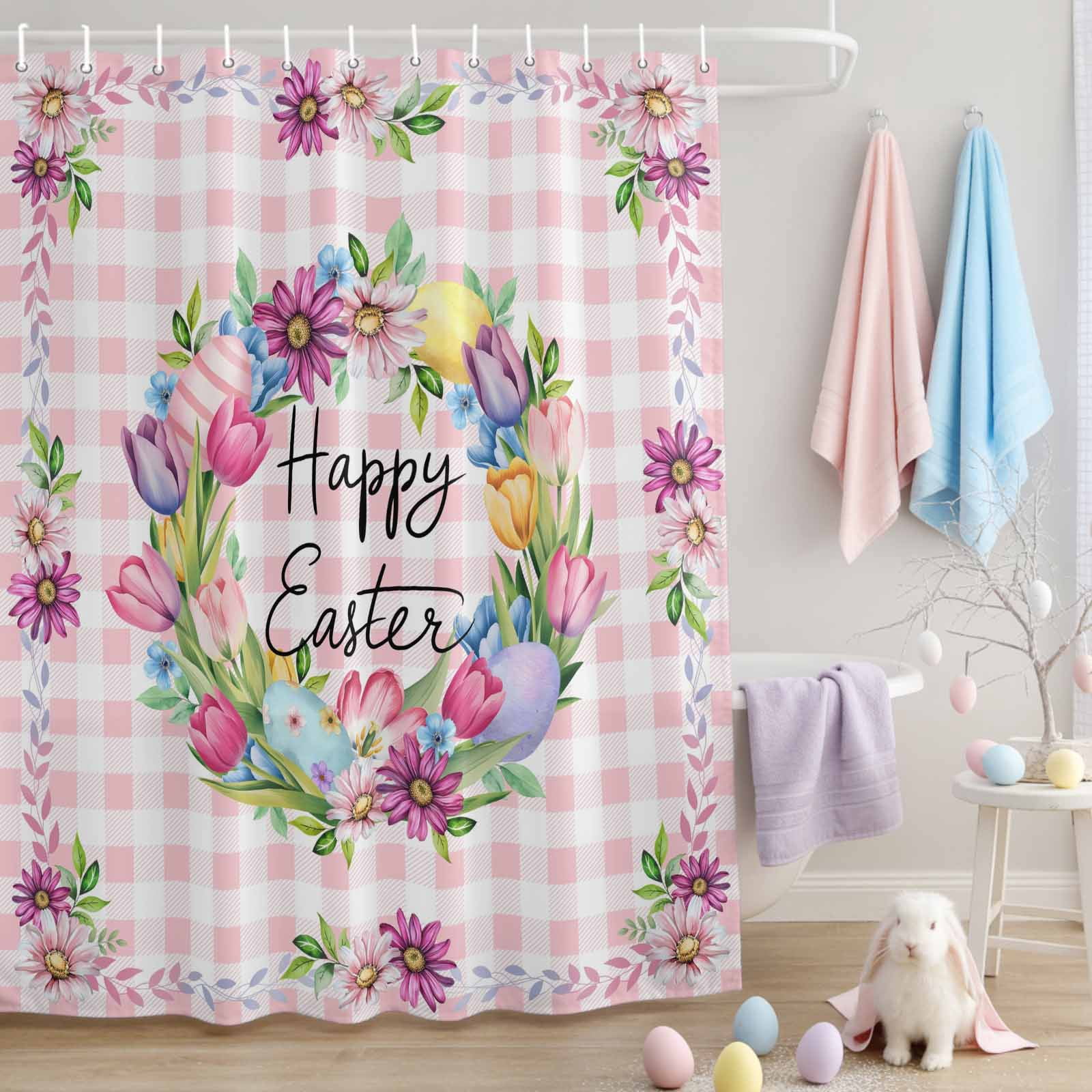 Easter Shower Curtain Happy Easter Eggs Shower Curtains for Bathroom ...