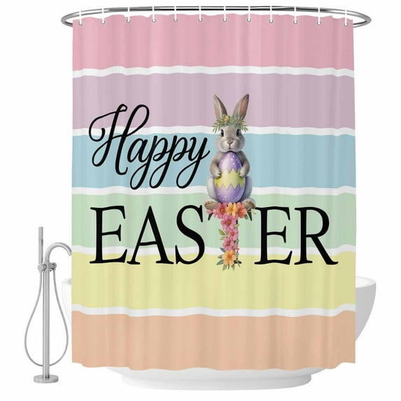 Easter Shower Curtain Set - Long 72" x 84" Washable Bathtub Curtain ...