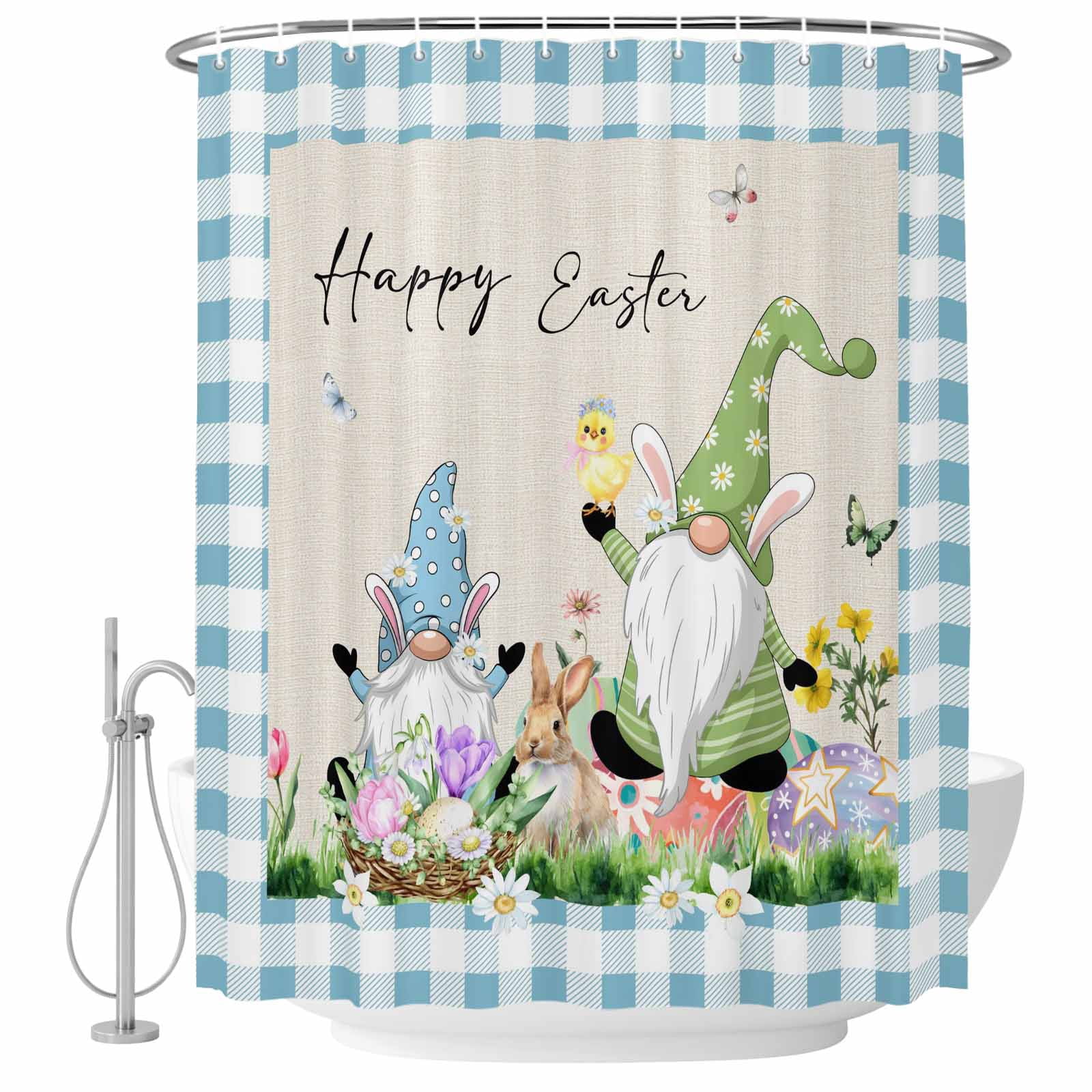 Easter Shower Curtain Set - Small 36" x 72" Washable Bathtub Curtain ...
