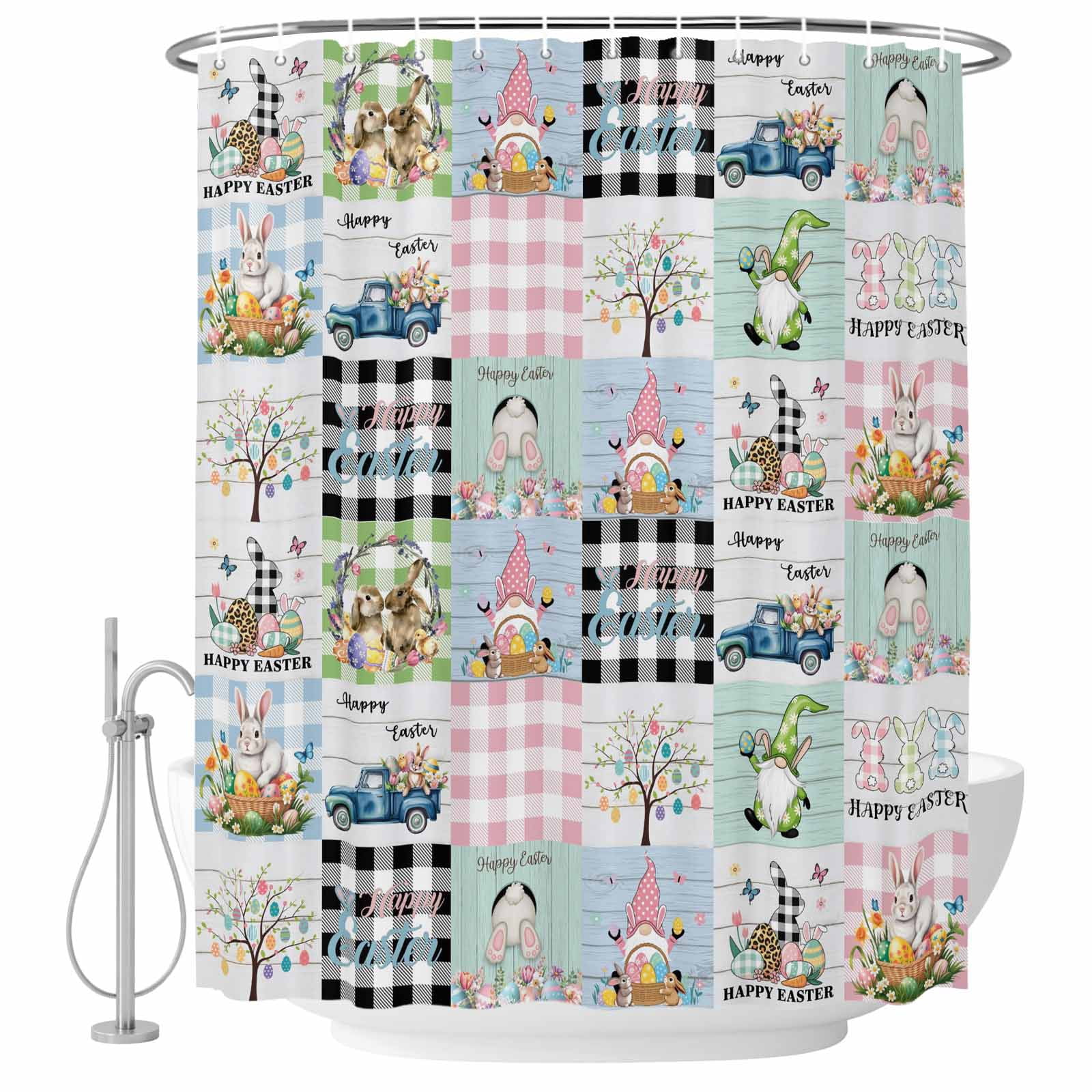 Easter Shower Curtain Set - Small 36" x 72" Washable Bathtub Curtain ...