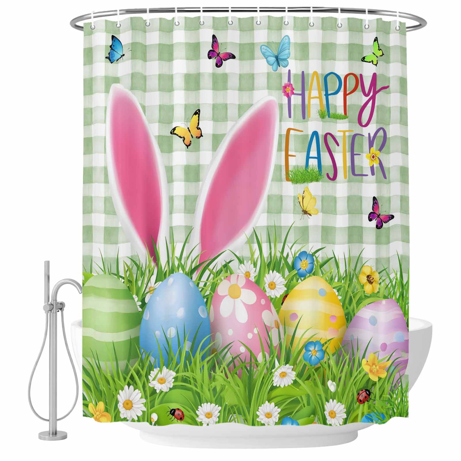 Easter Shower Curtain, Waterproof Shower Curtains for Bathroom, Spring ...