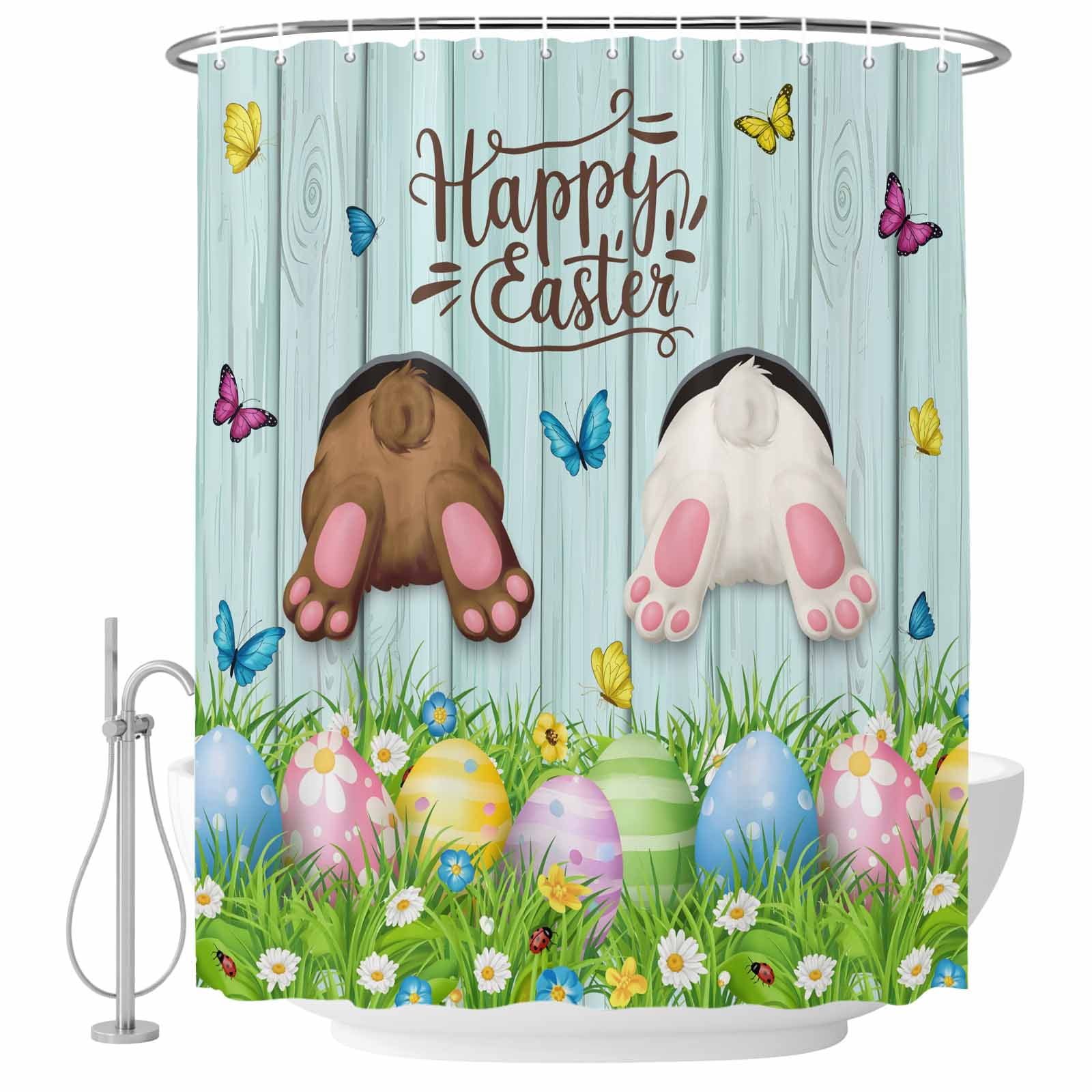 Easter Shower Curtain, Waterproof Shower Curtains for Bathroom, Spring ...