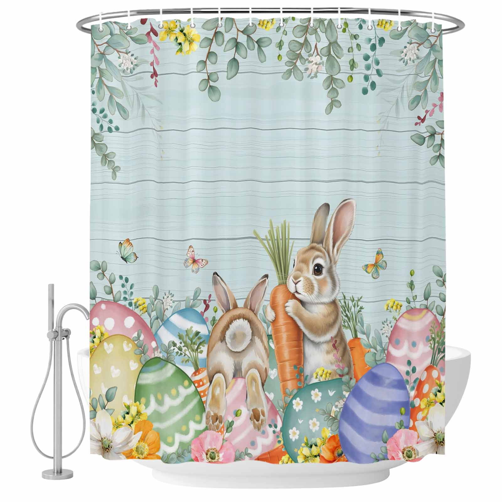 Easter Shower Curtain, Waterproof Shower Curtains for Bathroom, Spring ...