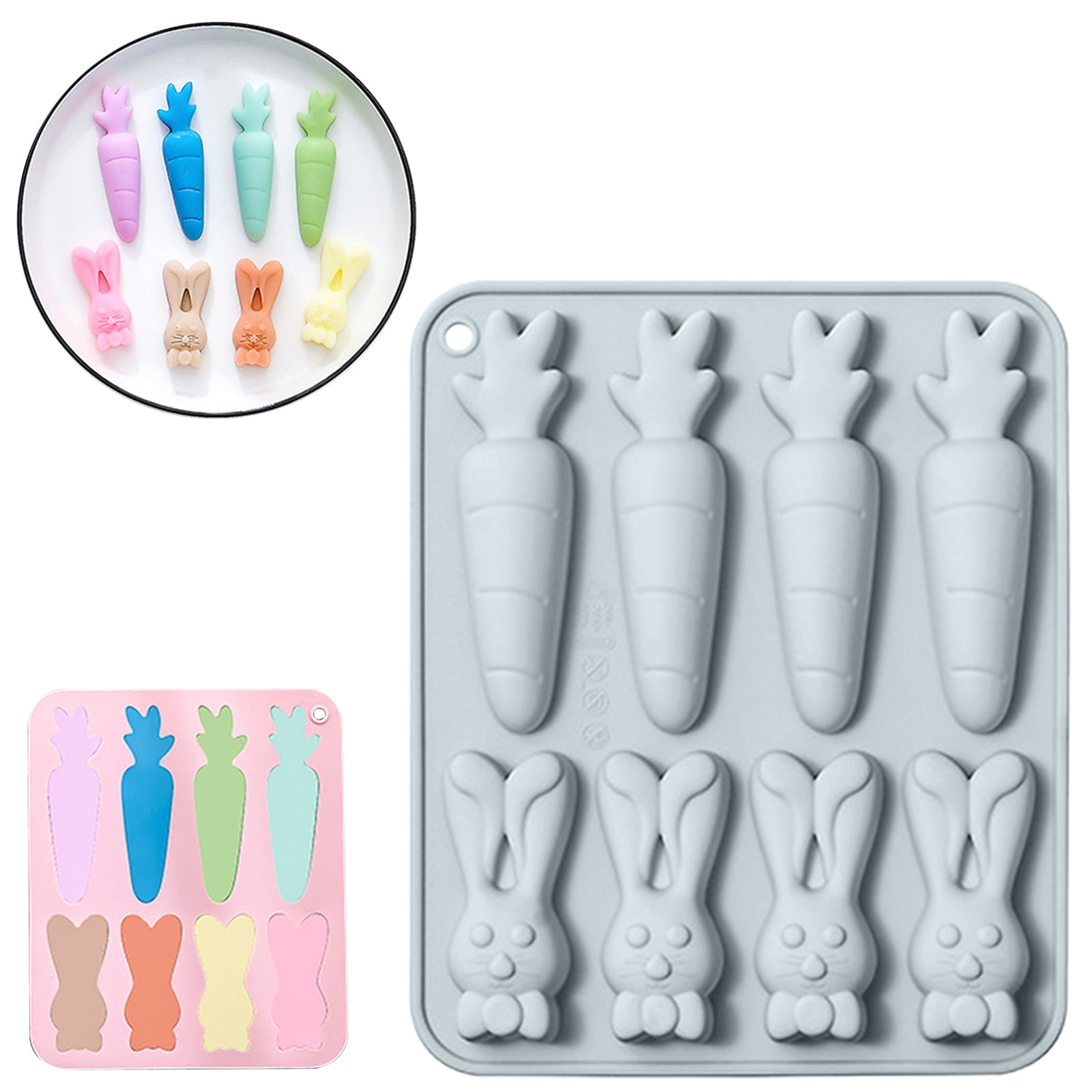 Easter Silicone Molds 8 Cavity 3D Carrot Easter Bunny Molds Food Grade ...