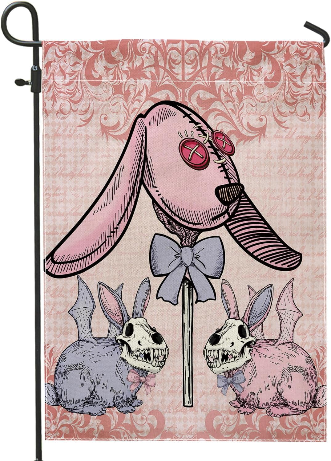 Easter Skull Rabbit Garden Flag Classical Printed Rugby Bunny Ears Bow ...
