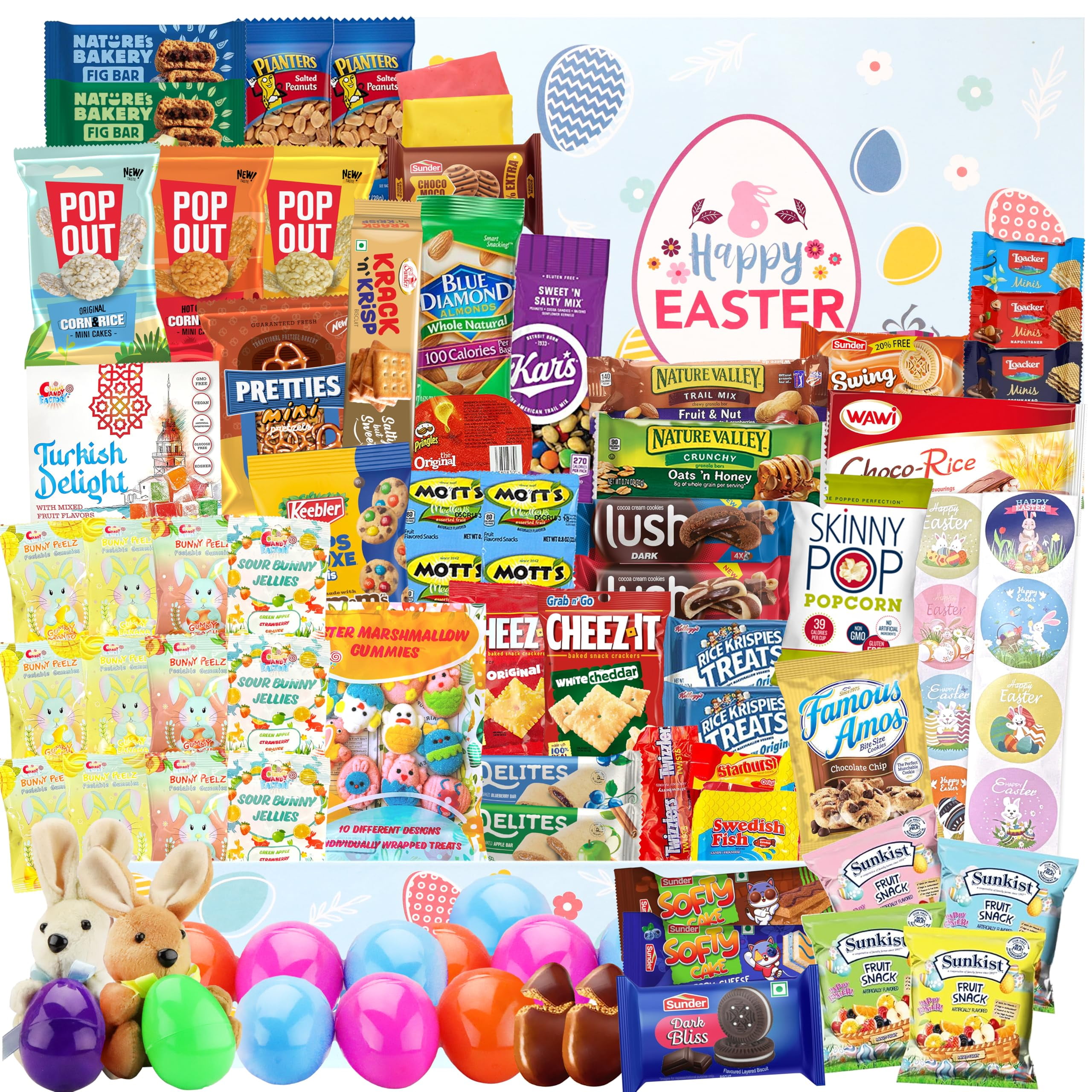 Easter Snack Box (114 AKF18 Count) Filled with Candy, Treats and Bunny, Great Package for Family ...