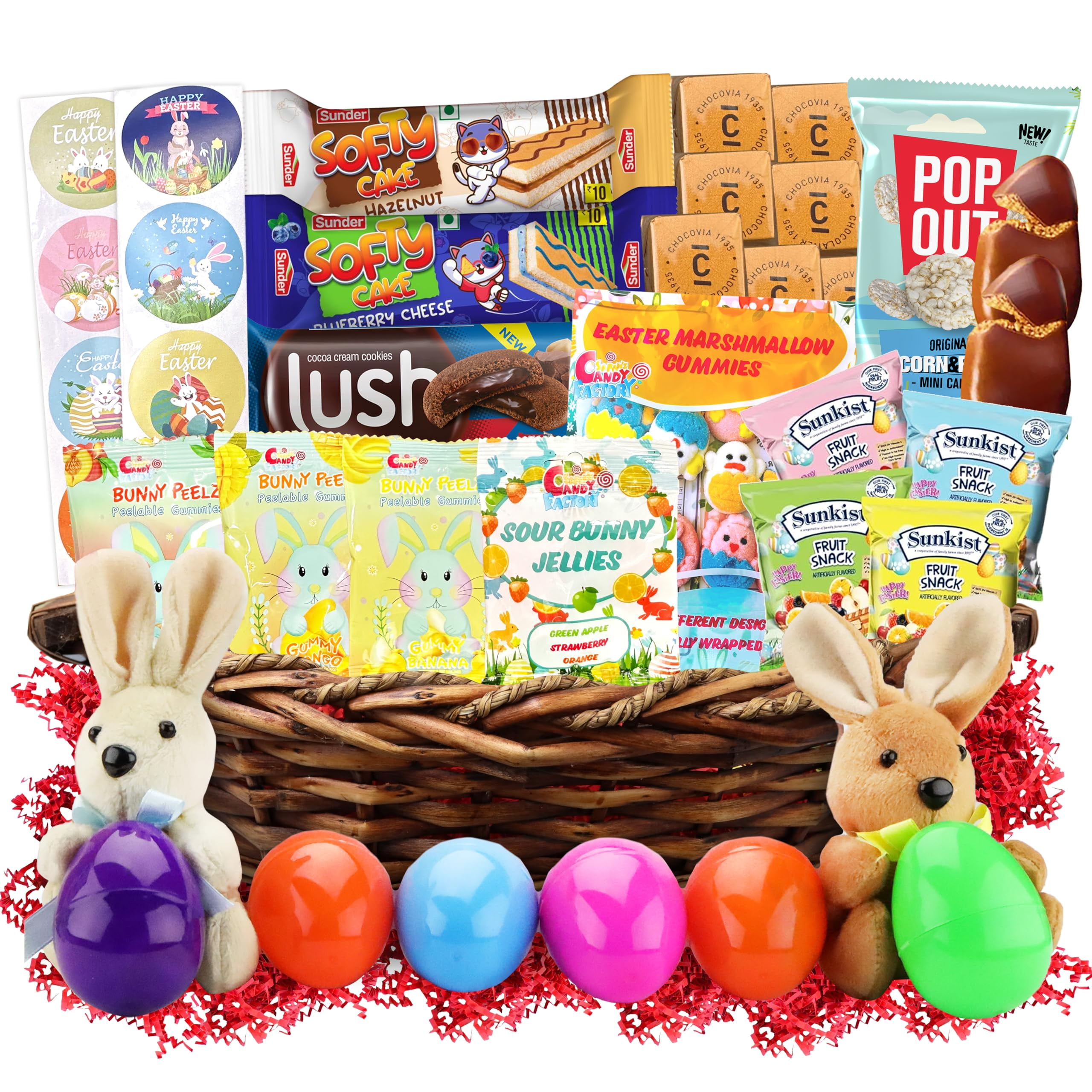 Easter Snack Brown Basket TGF4 (50 Count) Filled with Treats, Candy ...