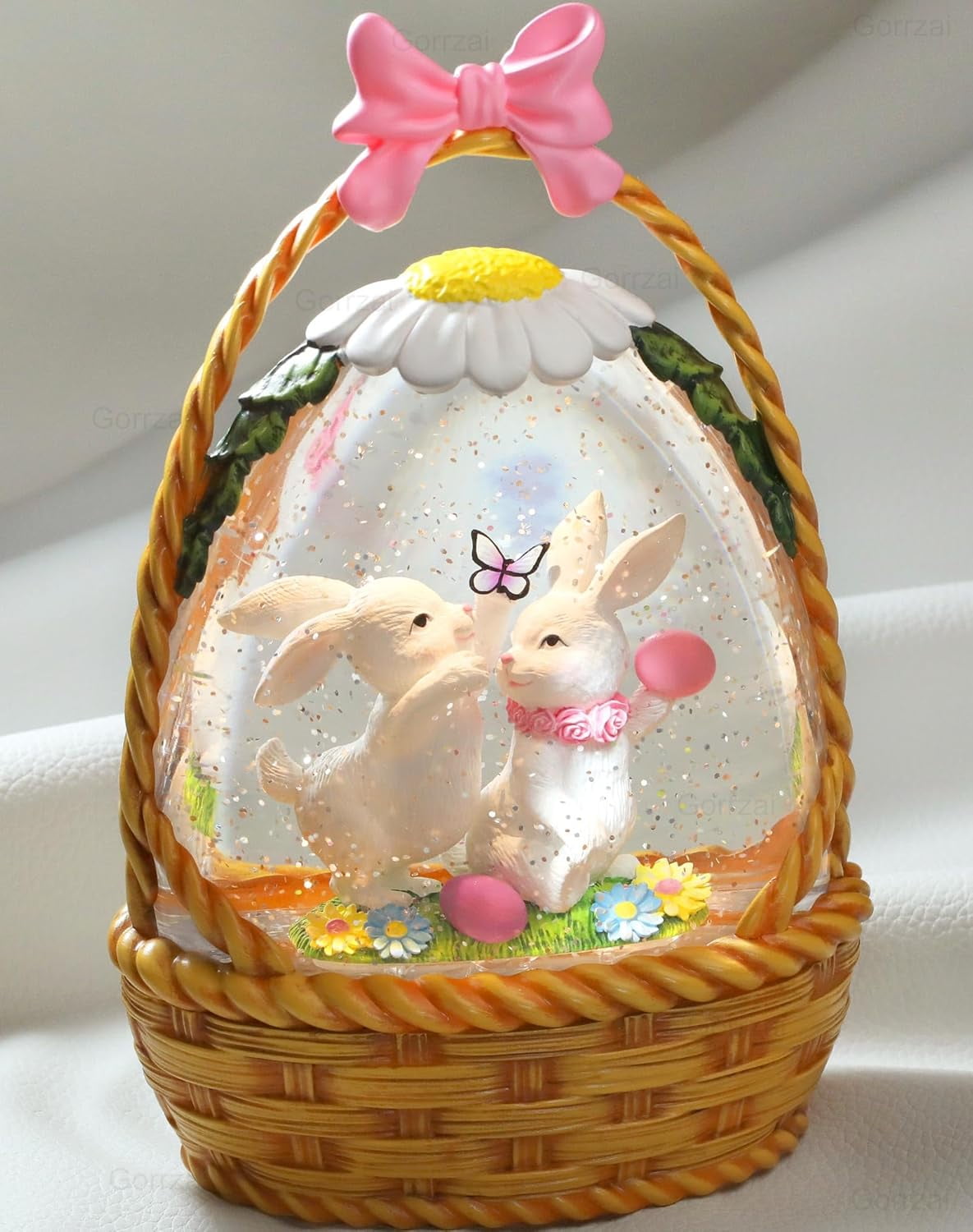 Easter Snow Globe Lantern Easter Decorations for Home with Timer ...