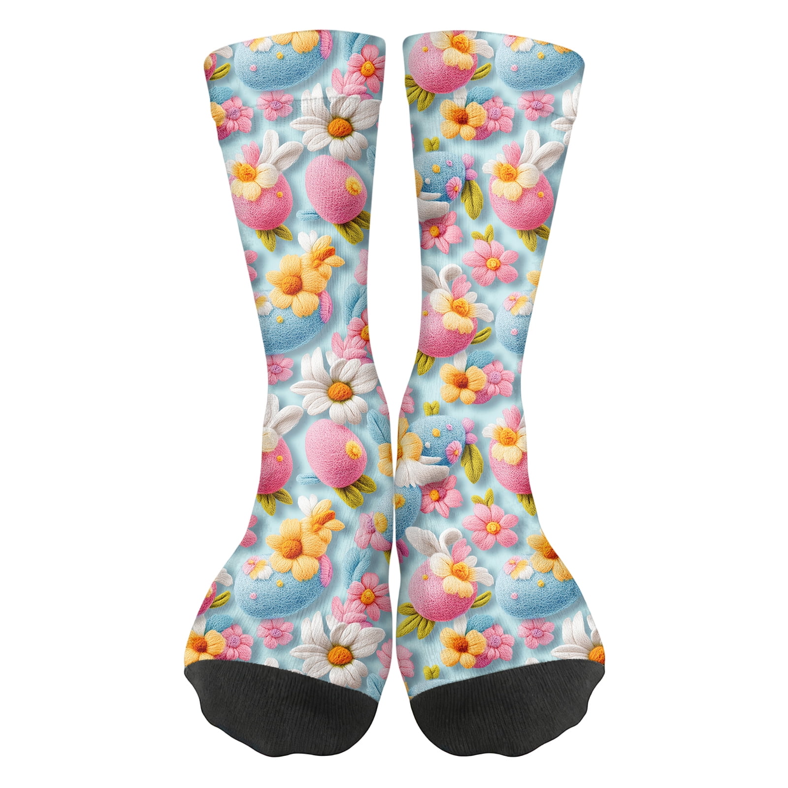 Easter Socks For Women Easter Rabbit Flowers Butterfly Crew Socks ...