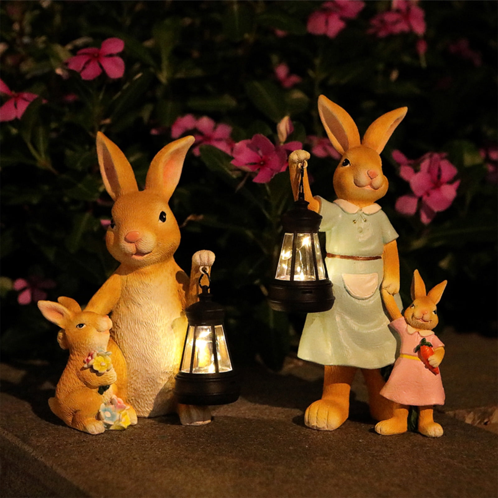 Easter Solar Hanging Bunny Garden Statue - Resin Rabbit Ornament with ...