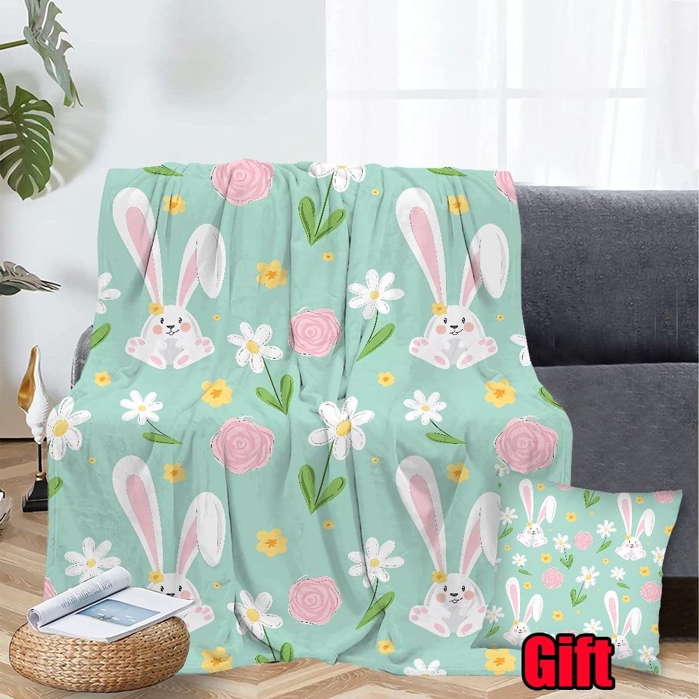 Easter Spring Blanket With Pillow Cover For Bed Couch Living Room Sofa ...