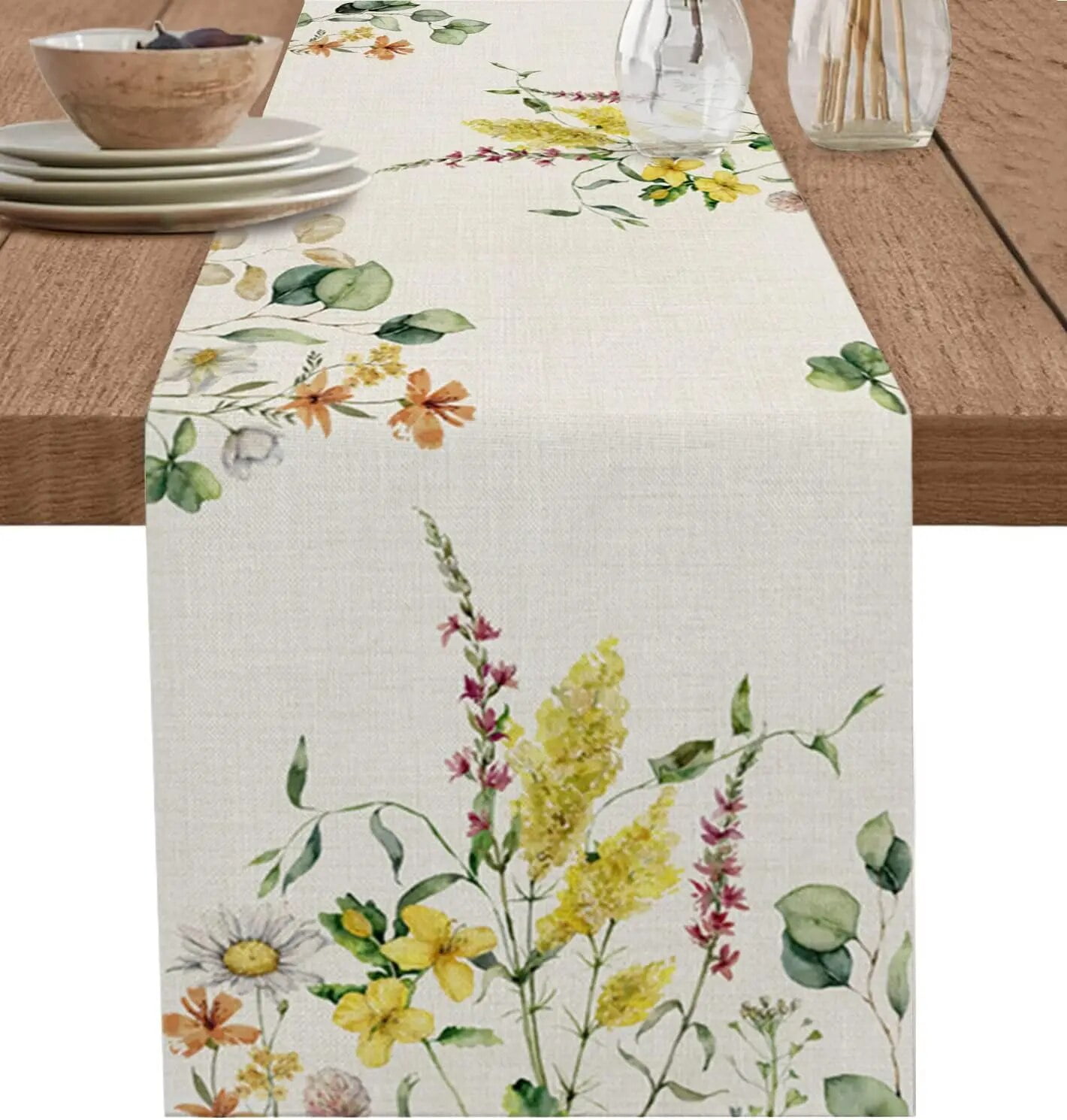 Easter Spring Bunny Butt Carrot Black White Stripes Linen Table Runnes ...