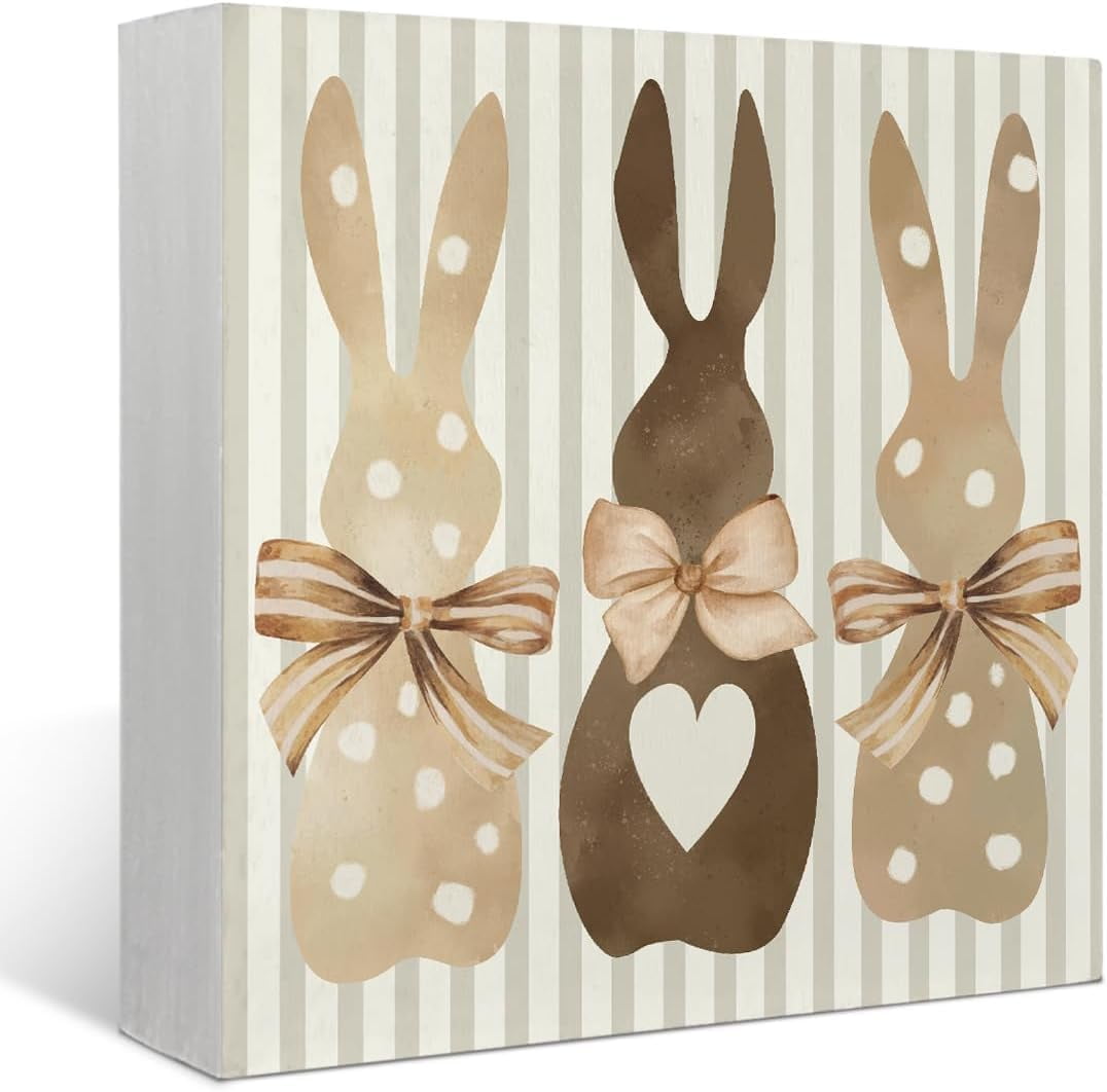 Easter Spring Bunny Rabbit Wood Box Sign Decor,Happy Easter Rustic ...