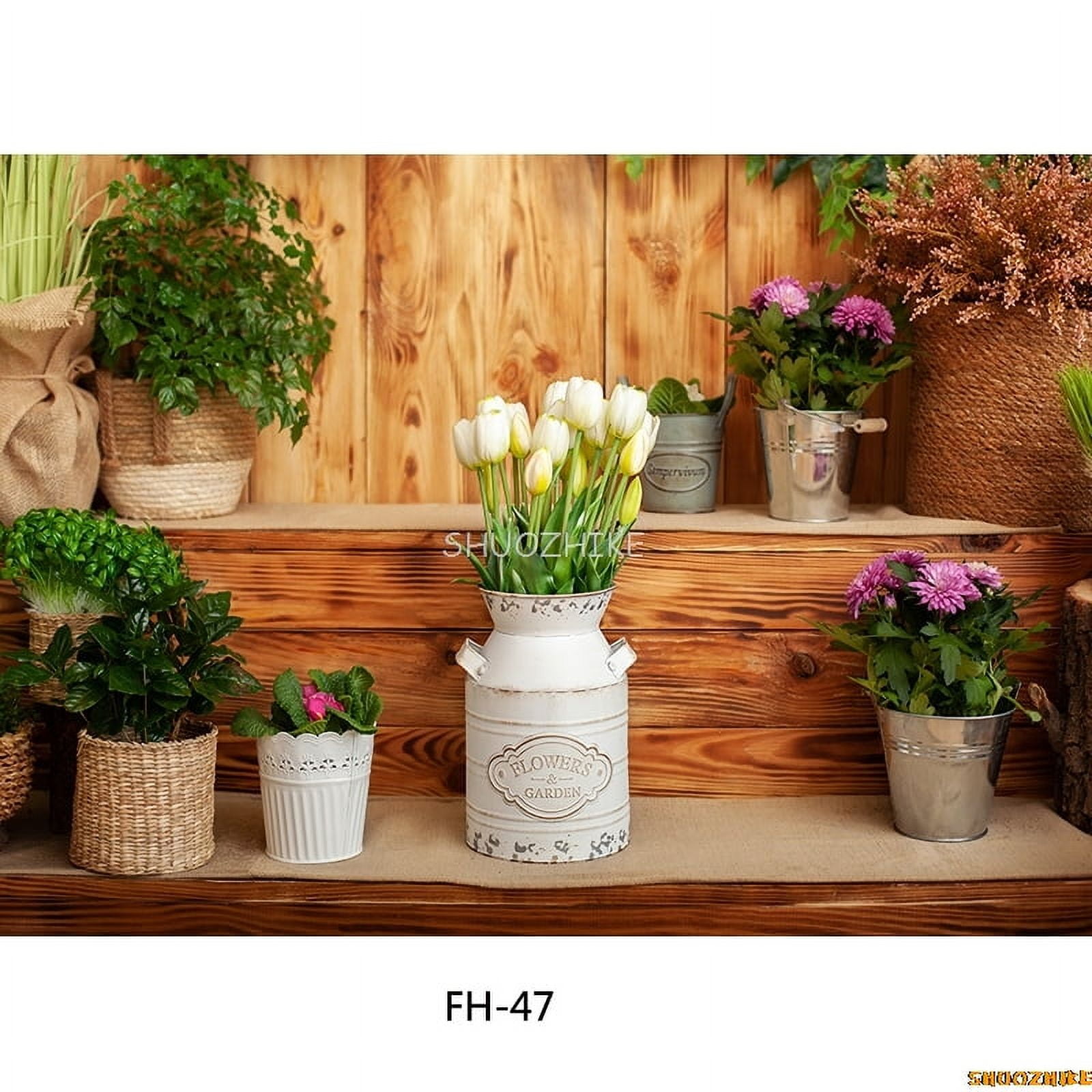 Easter Spring Flowers Rabbit Eggs Bucket Photo Background Rabbits Baby Party Photography ...