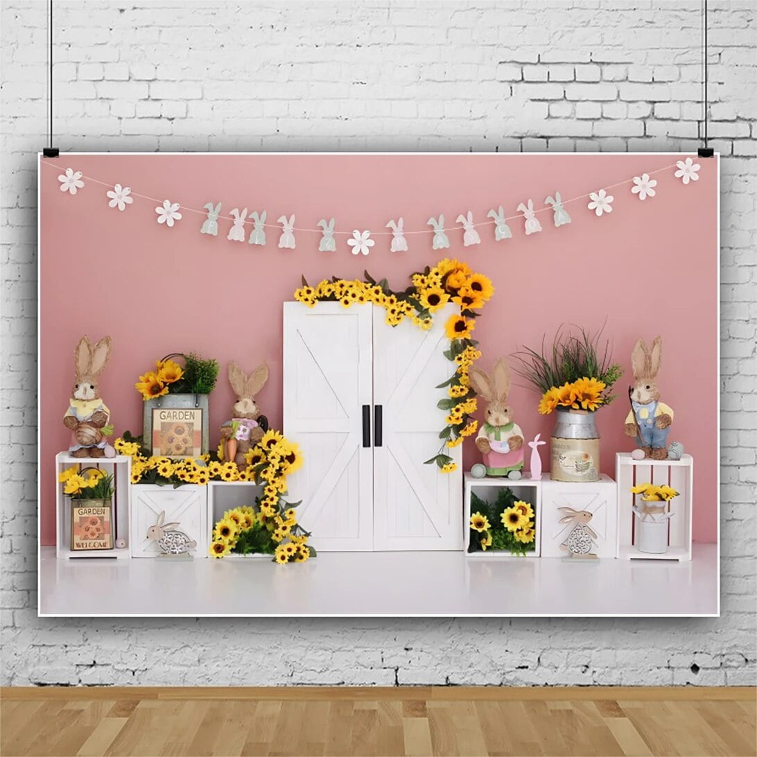 Easter Spring Photocall Backdrop Cute Rabbit Eggs Flower Baby Newborn ...