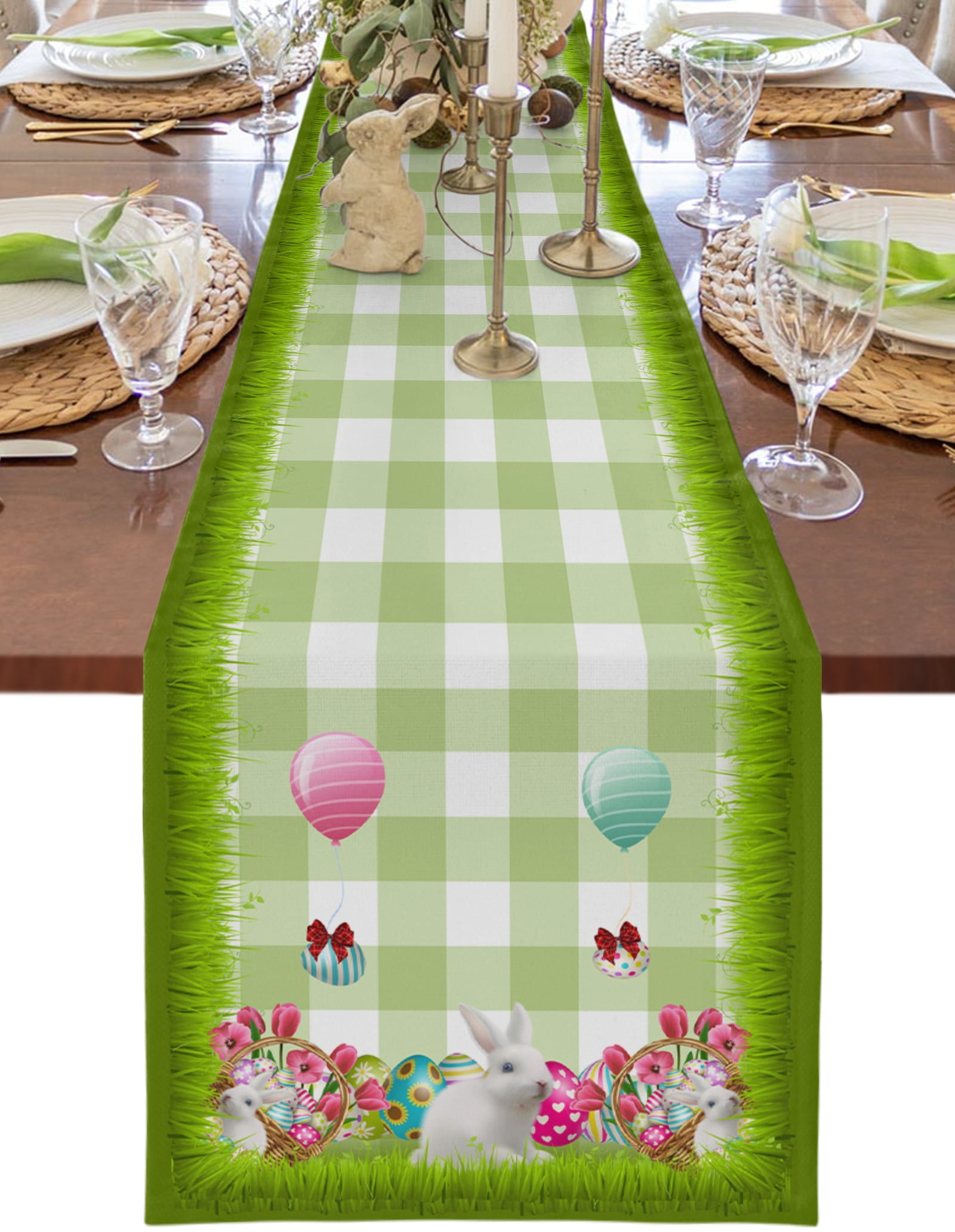 Easter Spring Watercolor Eggs Table Runner Country r Tablecloths Table ...