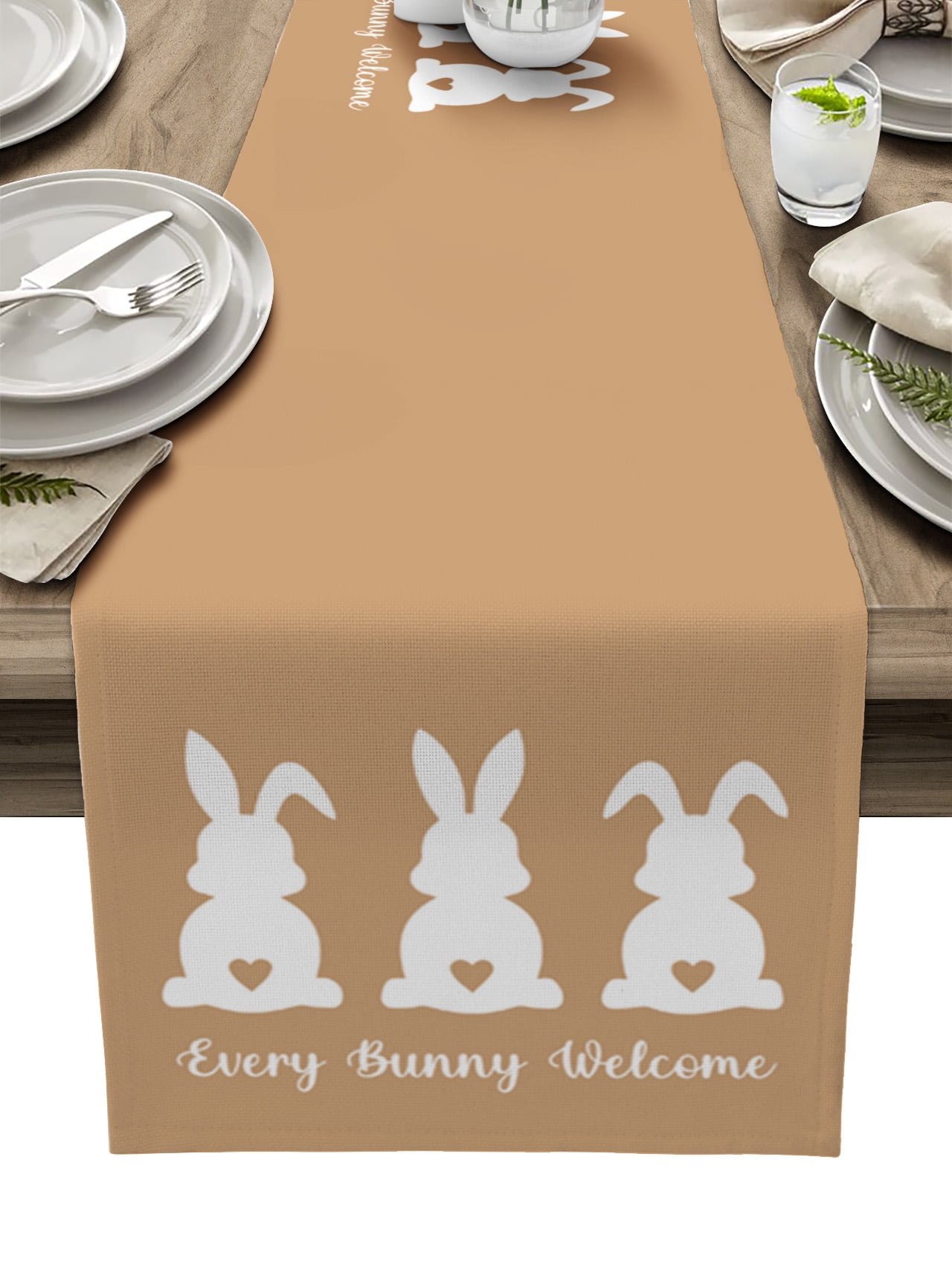 Easter Spring White Bunny Retro Table Runner Country r Tablecloths ...