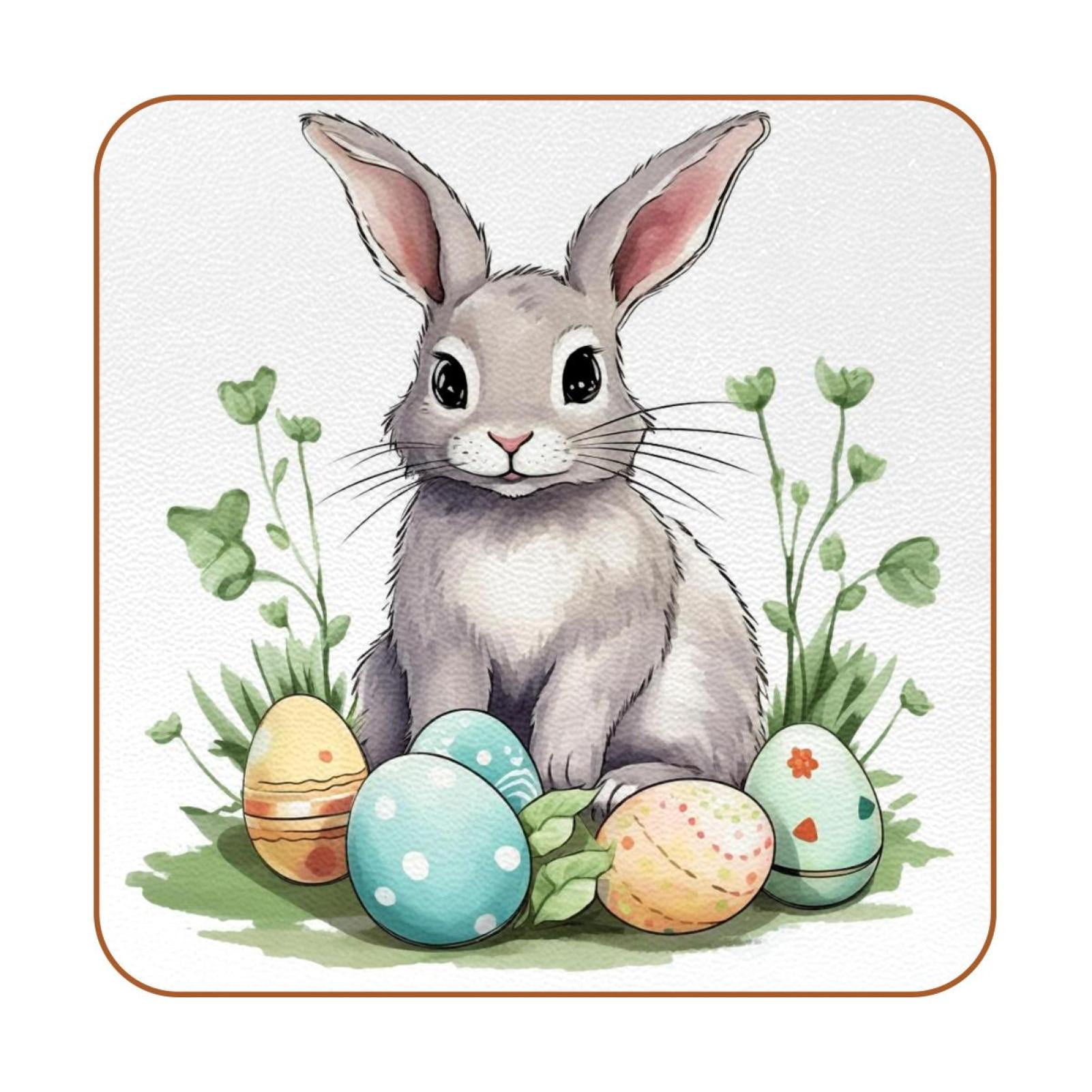 Easter Square Microfiber Leather Car Coasters (6PCS) - 10.3x10.3 cm/4 ...