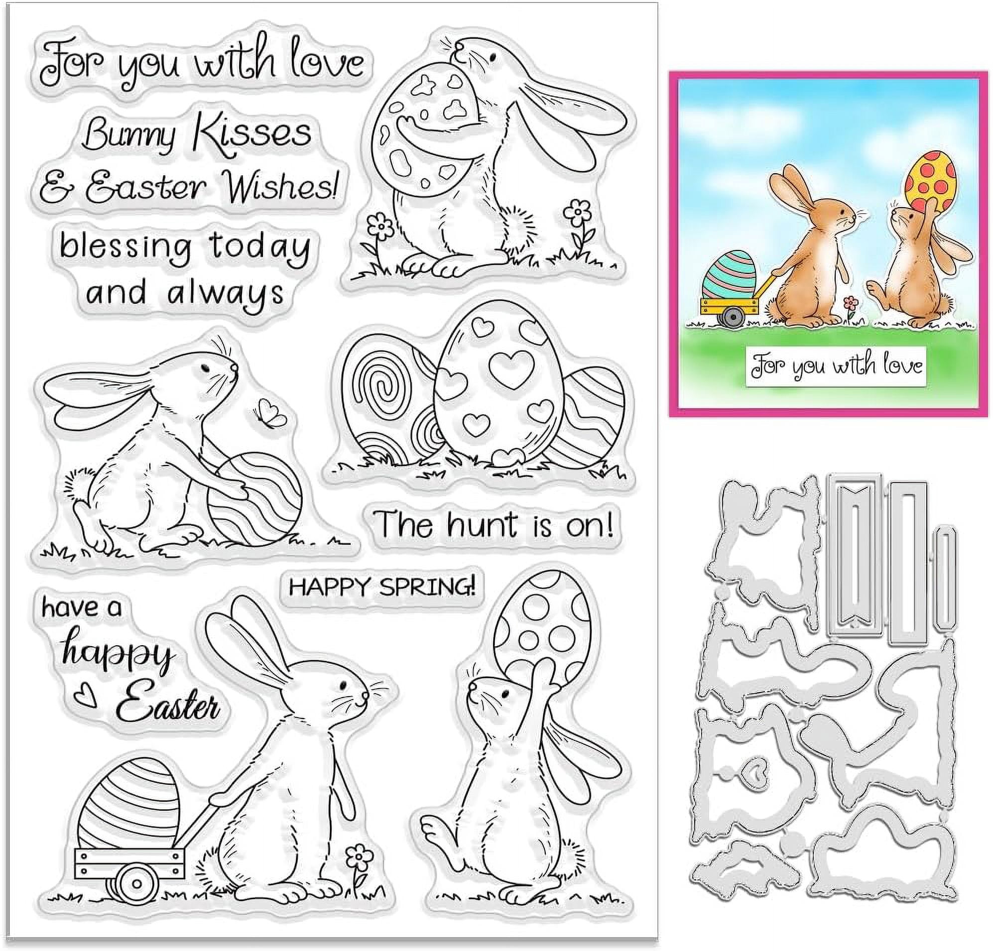 Easter Stamps and Dies for Card Making Bunny Metal Cutting Die Easter ...