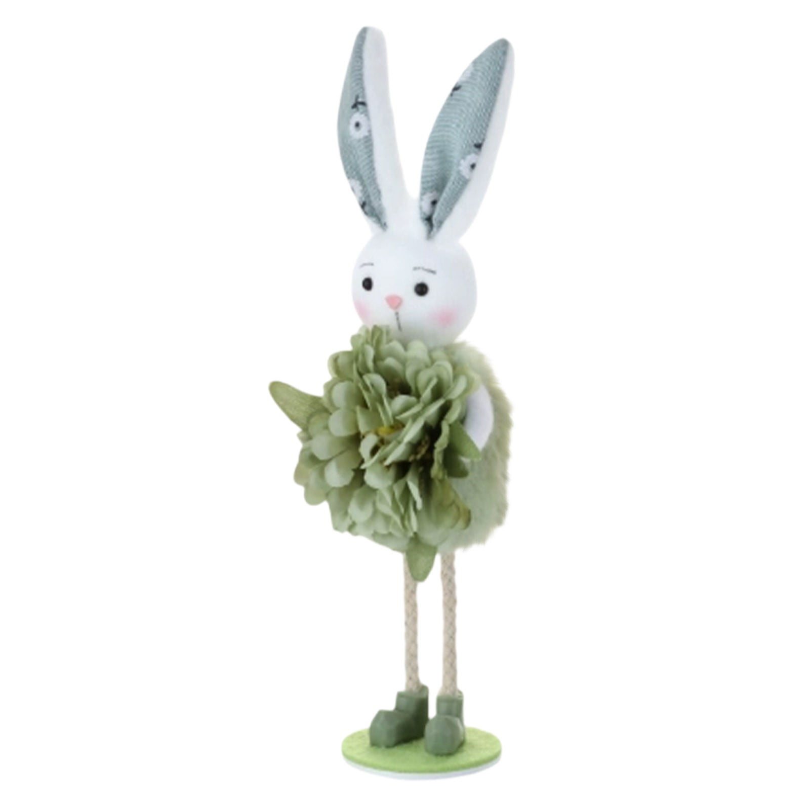 Easter Standing Bunny Figurines, Pastel Plush Bunny with Flower - Long ...