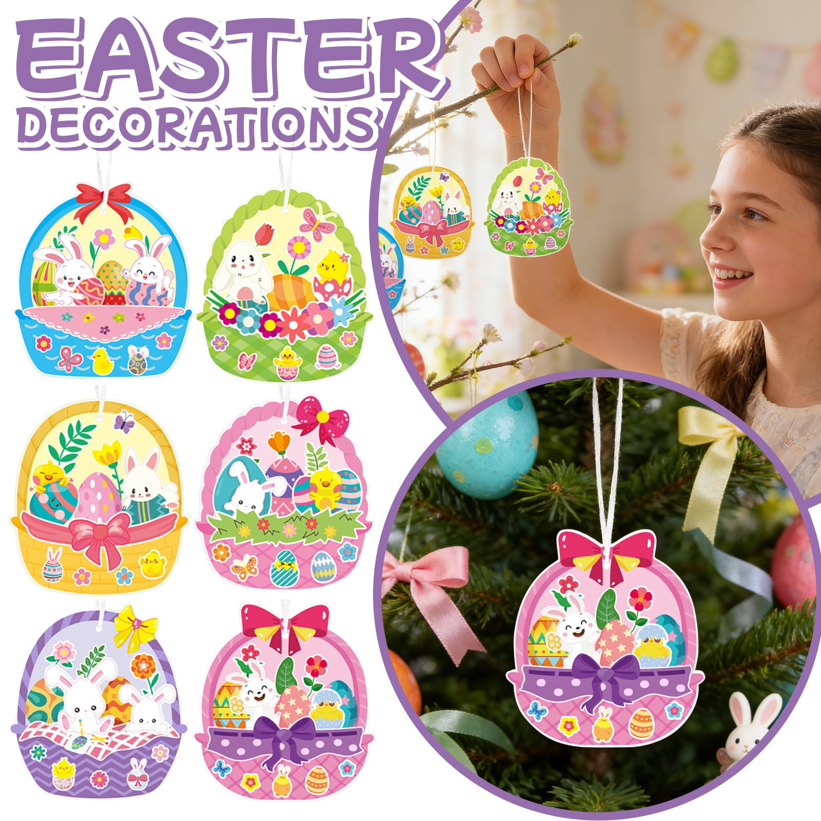 Easter Stickers 24 Sets, DIY Easter Basket Scene Stickers for Gifts ...