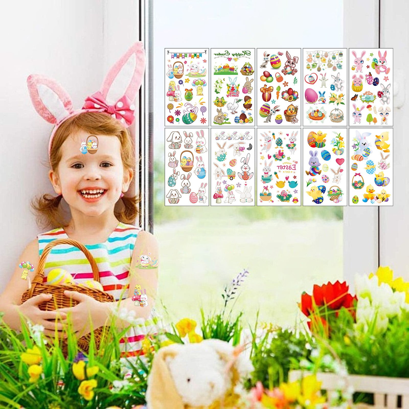Easter Stickers for Ornaments Bunny Decals Removable Easter Decorations ...