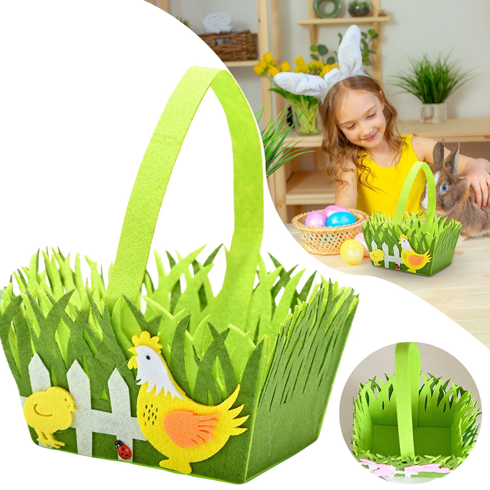 Easter Storage Basket Fabric Storage Chick & Bunny Cube Organizer Egg ...