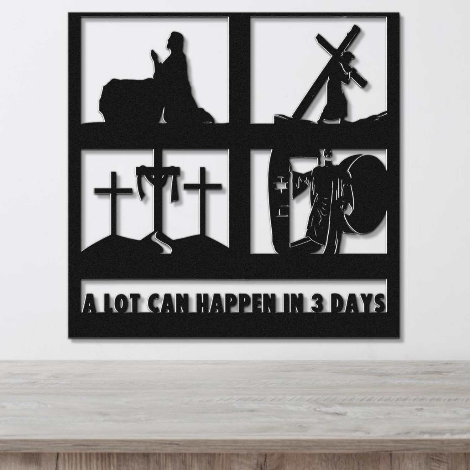 Easter Story He is Risen resurrection Scene metal sign - Walmart.com