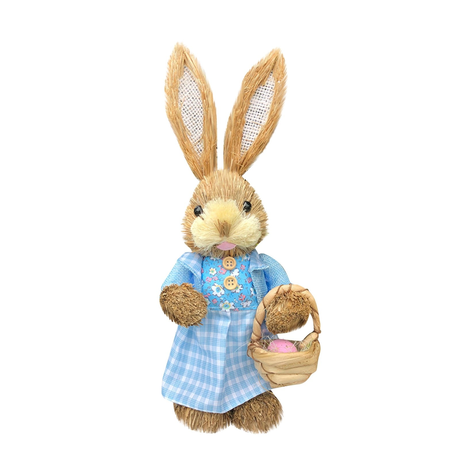 Easter Straw Bunny Family Figurine Decorations 13.7" Easter Standing ...