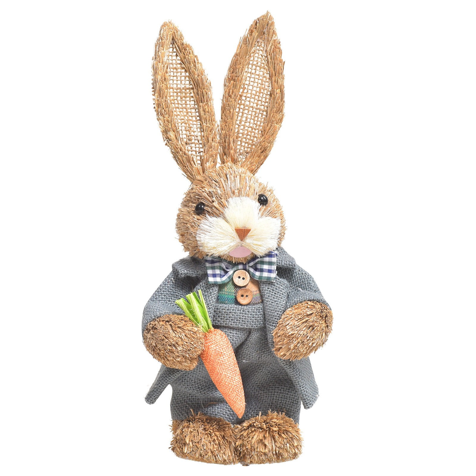 Easter Straw Bunny Figurine, Charming Easter Bunny Figurine with Garden ...