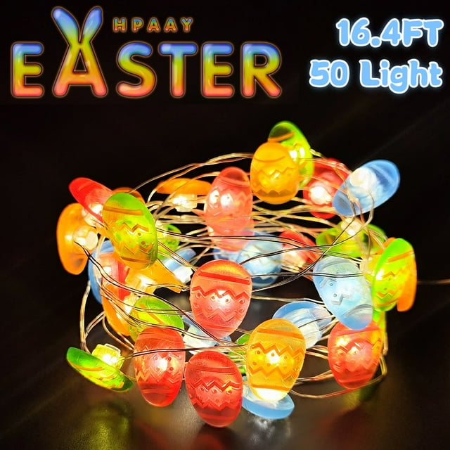 Easter String Lights Egg LED Lights Easter Decor Lights for Easter Day Party Indoor Outdoor 16.4 ...