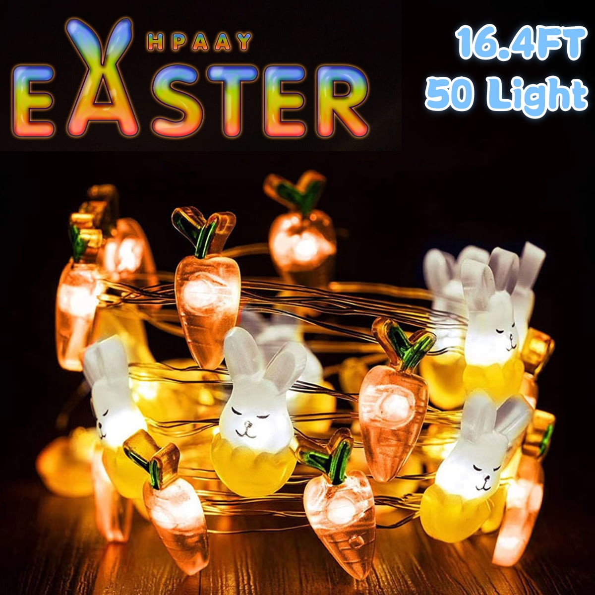Easter String Lights LED Rabbit Lights Easter Decorations Lights for ...