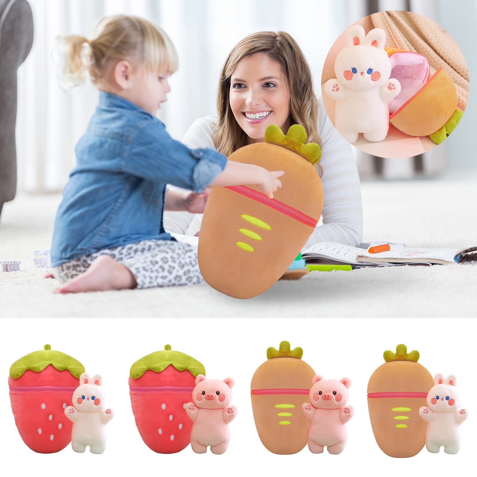 Easter Stuffed Bunny & Pig Plush Toy - Soft Cotton Pillow Doll, Cute ...