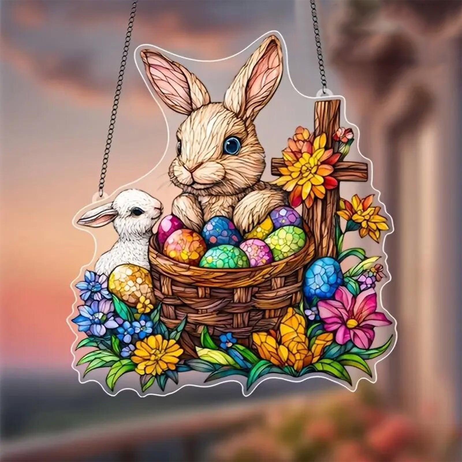 Easter Suncatcher Rabbit Stained Acrylic Window Hanging, Easter Bunny ...