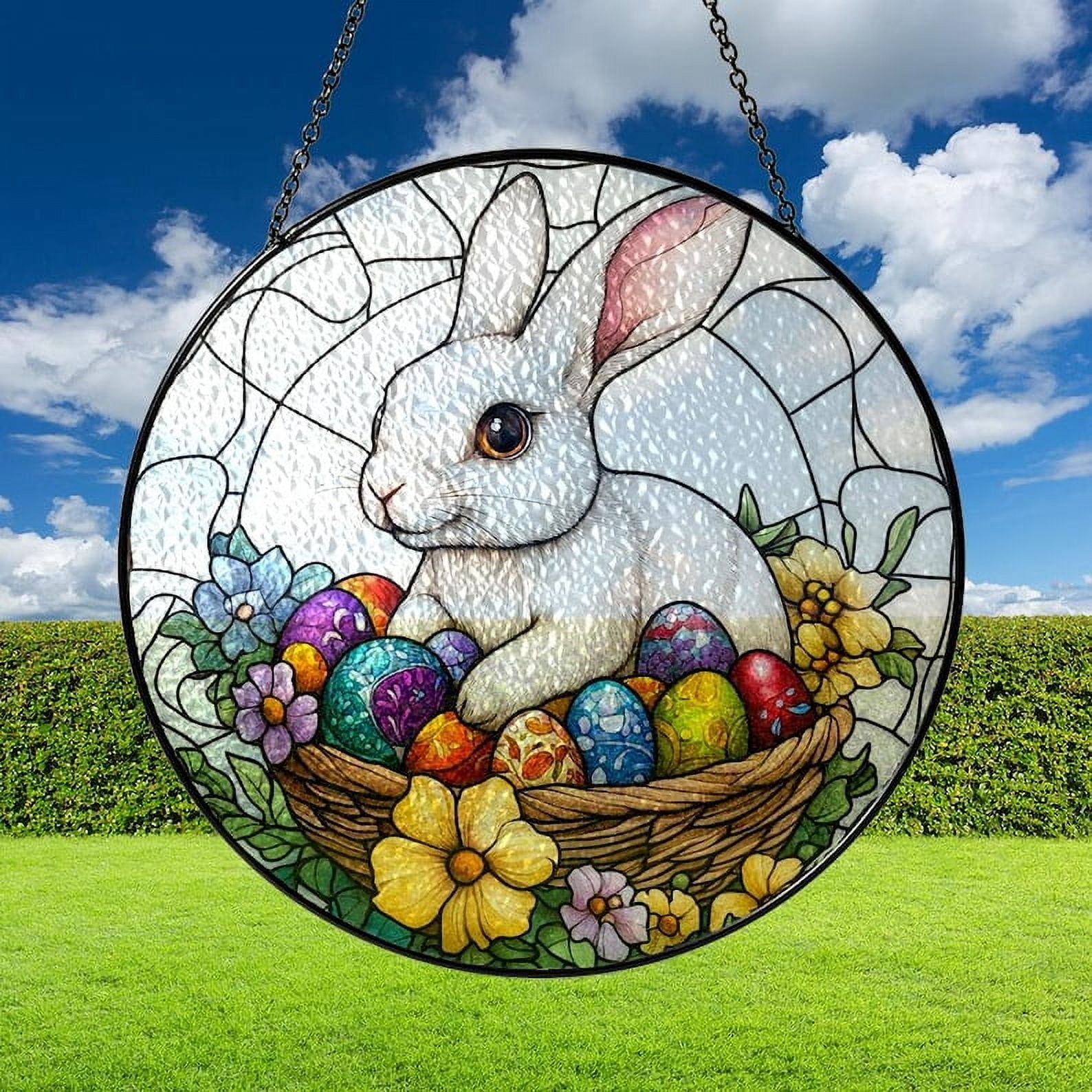 Easter Suncatcher Window Hanging Decor, Jesus Easter Round Stained ...