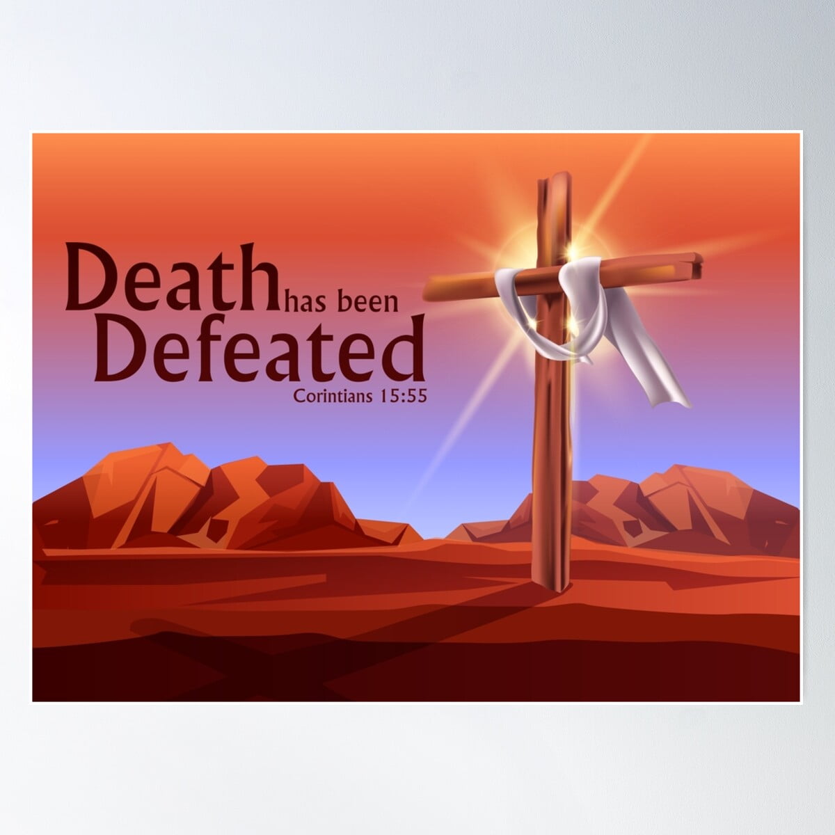 Easter Sunday (Death Has Been Defeated) With Cross And Sunrise Poster ...